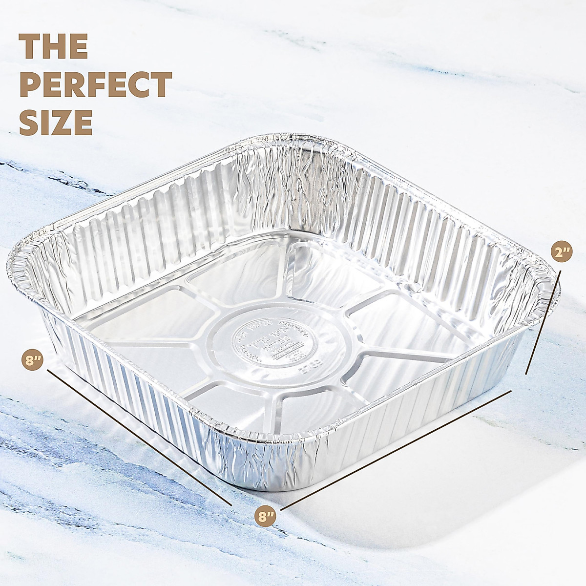 PLASTICPRO 5 Pack 8 Inch Square Aluminum Pans with Lids Disposable Tin Foil Pans Baking Pans Food Storage