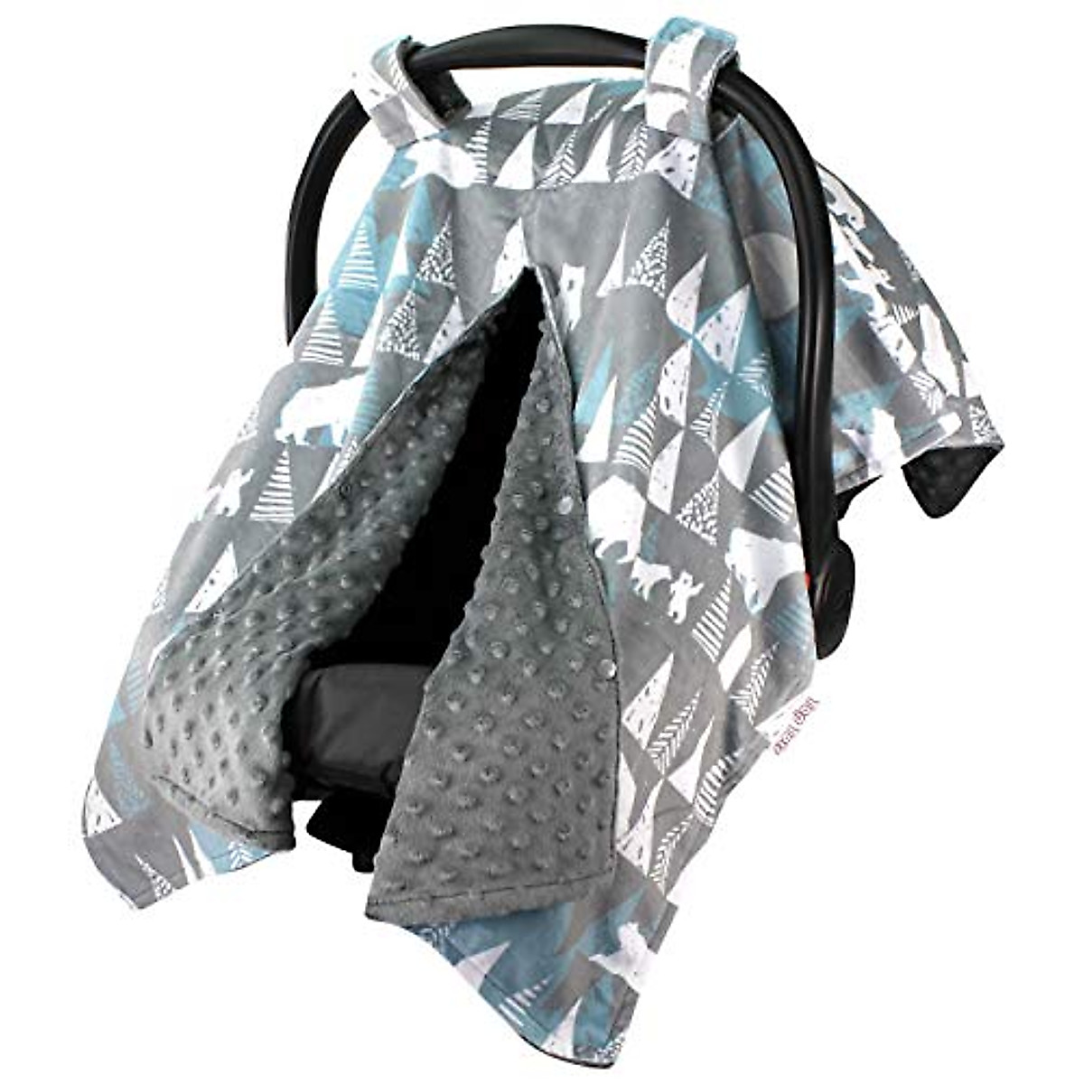 Baby Car Seat Canopy Cover - White Bear and Trees