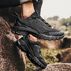 Hiking Shoes for Men Waterproof Lightweight Non Slip Comfortable Breathable Work Walking Trekking Trails Rain Outdoor Ankle Boots impermeable antideslizantes Zapatos de senderismo para Hombre Black