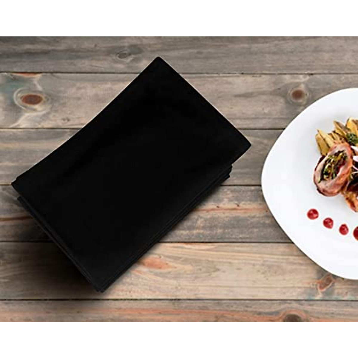 Urban Villa Solid Slub Set of 4 Dinner Napkins (20X20 in) Cotton Everyday Use Premium Quality Over Sized Cloth Napkins with Mitered Corners Ultra Soft Durable Hotel Quality (Black) Halloween