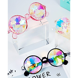 Frienda 12 Pairs Kaleidoscope Rave Rainbow Glasses Refraction Trippy Psychedelic Rave Goggles with Resin Lens Diffraction Prism Women's Costume Eyewear Sunglasses for Festival
