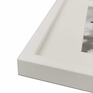 BD ART 12x16 White Picture Frame Made of Wood and High Definition Glass Display Pictures 8x12 with Mat or 12x16 Without Mat - Vertical and Horizontal Wall Mounting