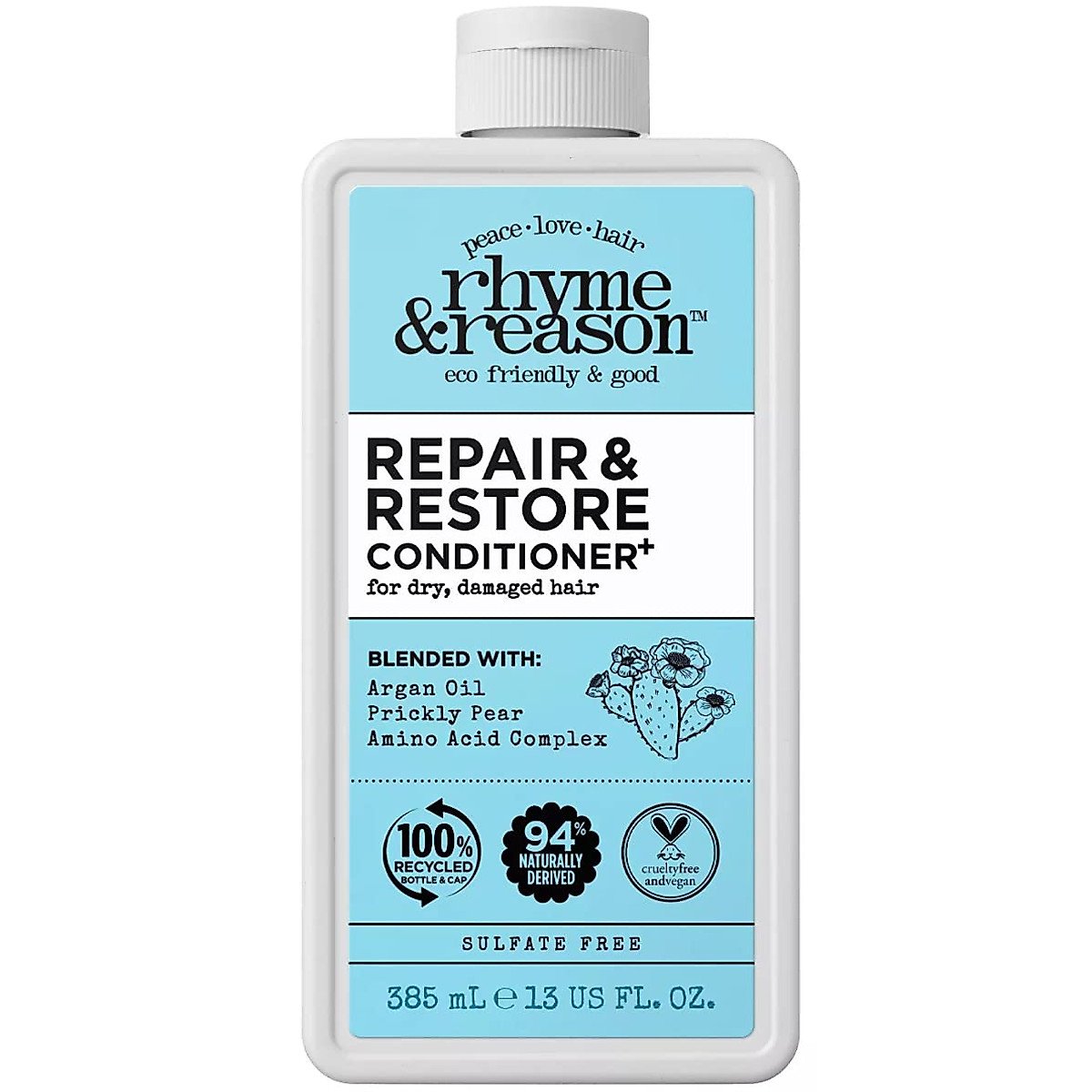 RR Hair Rhyme & Reason Repair and Restore Shampoo Conditioner SET. 13 Fl. Oz. For Dry Damaged Hair. Hydrate Repair. Formulated with Argan Oil, Prickly Pear Amino Acid Complex. Vegan Cruelty Free.
