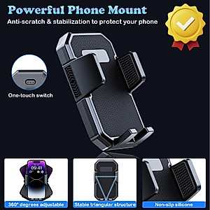 Cup Holder Phone Holder, 2024 Upgraded 2 in 1 Car Cup Holder Expander with Adjustable Base Long Gooseneck 360° Rotation, Cup Holder Phone Mount Fits All Smartphones and Most Bottles