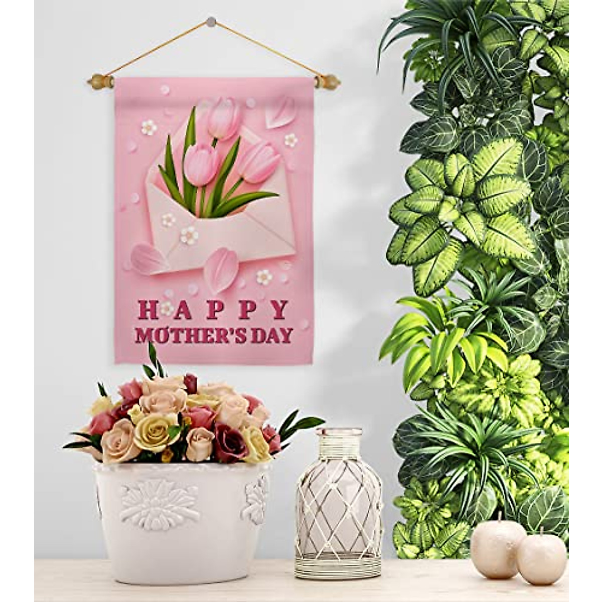 Ornament Collection Mommy Day Mail Garden Flag Set Wood Dowel Family Mother Mom Mama Grandma Love Flowers Parent Sibling Relatives Grandparent House Banner Small Yard Gift Double-Sided, Made in USA