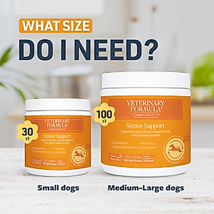 Veterinary Formula Smart Vitality Senior Support Supplement for Dogs - Soft Chews, 100ct - Support Healthy Joints, Skin, Gut, and Immunity with Glucosamine Chondroitin for Dogs