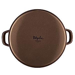 Ayesha Curry Enamel on Steel Stock Pot/Stockpot with Lid, 12 Quart, Brown Sugar