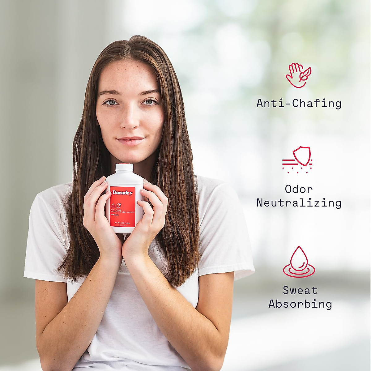 Duradry Body Powder - Sweat Defense & Odor Control, Sweat Absorbing, Anti-Chaffing, All Natural Powder, Talc-Free, Prevents and Eliminates Any Body Odor Naturally - Seabreeze, 4oz