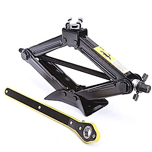 LEADBRAND Scissor Jack 1.5 Tons(3,307 lbs) Capacity Ratchet Handle Saving Strength Design