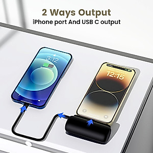 HUAENG Small Portable Charger 5500mAh Power Bank Plug in iOS Connector, 18W PD Fast Charging External Battery Pack Compatible with All iPhone 14 13 12 11 pro max xs iPad and Airpods-Black