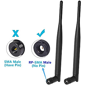 Bingfu Dual Band WiFi 2.4GHz 5GHz 5.8GHz 6dBi RP-SMA Male Antenna 15cm 6 inch U.FL IPX IPEX to RP-SMA Female Pigtail Cable 2-Pack for WiFi Router Wireless Mini PCI Express PCIE Network Card Adapter