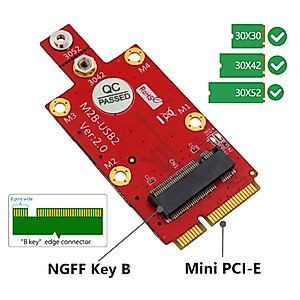HLT M.2 (NGFF) Key B to Mini PCI-E Adapter with Dual Nano SIM Card Slot