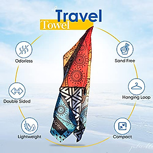 ECCOSOPHY Microfiber Beach Towel -Sand Free Towels are Quick Dry, Light Weight, Super Absorbent-Perfect Pool, Travel, Cruise, Camping Essentials-Oversized Extra Large for Adults (Marrakesh)