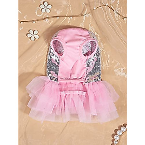 QWINEE Bling Dog Dress Bow Decor Mesh Puppy Tutu Skirts Cute Princess Dog Cat Dress Pet Summer Holiday Birthday Dress for Small Medium Cats Dogs Kitten for Summer Pink B M