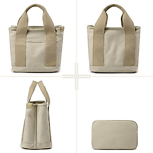 CORIOS Women Handbag Canvas Top Handle Bag Multifunctional Tote Purse Casual Clutch Bag for Shopping Work Party Travel School Daily Khaki