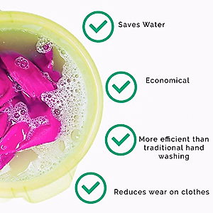 washOTG Portable Washing Machine – Durable & Waterproof Clothes Washing Wand – Mobile Clothes Washer that’s Perfect for Washing Clothes while Camping, Hiking, Traveling – Green Mobile Hand Washer