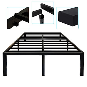 45MinST 3600lbs Heavy Duty Reinforced Platform, 18 Inch Tall Mattress Foundation, Steel Slats Support Bed Frame with Underbed Storage, Easy Assembly and Non Squeak, Cal King