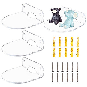 PH PandaHall 4 Pack Acrylic Shelves for Wall, Clear Floating Shelves Wall Mounted Display Shelf Shelf Organizer with Screws for Storage and Decoration, Bathroom, Bedroom, Office, Living Room