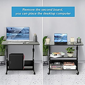Laptop Desk Adjustable Desk Small Standing Desk Home Office Desks for Small Spaces Portable Desk Table for Bedrooms, 31.5" Black Uplift Student Study Desk Mobile Rolling Computer Work Desk on Wheels