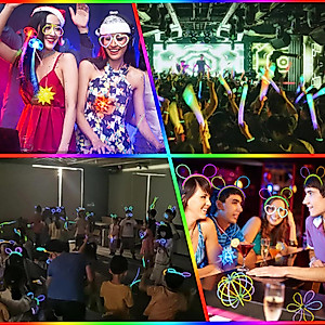 Tudona 292 PCS Glow in the Dark Party Supplies for Kids Adults,Neon Party Favors Glow Sticks Rings Glasses Headband Birthday Graduation Glow Party