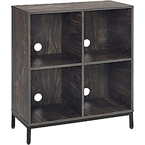 Crosley Furniture Jacobsen Storage Cube Bookcase and Record Player Stand with Vinyl Records Holder, Brown Ash