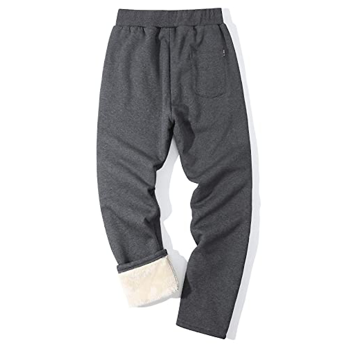 Flygo Men's Winter Warm Active Fleece Joggers Pants Athletic Sherpa Lined Sweatpants(02 Dark Grey-M)