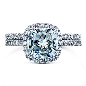 Kobelli Cushion Brilliant Moissanite Halo Bridal Wedding Rings Set 2 3/8 CTW 14k White Gold (DEF/VS, GH/I), 5