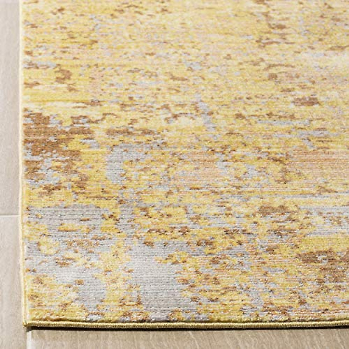 Safavieh Mystique Collection Area Rug - 8' x 10', Gold & Multi, Modern Abstract Distressed Design, Non-Shedding & Easy Care, Ideal for High Traffic Areas in Living Room, Bedroom (MYS971C)