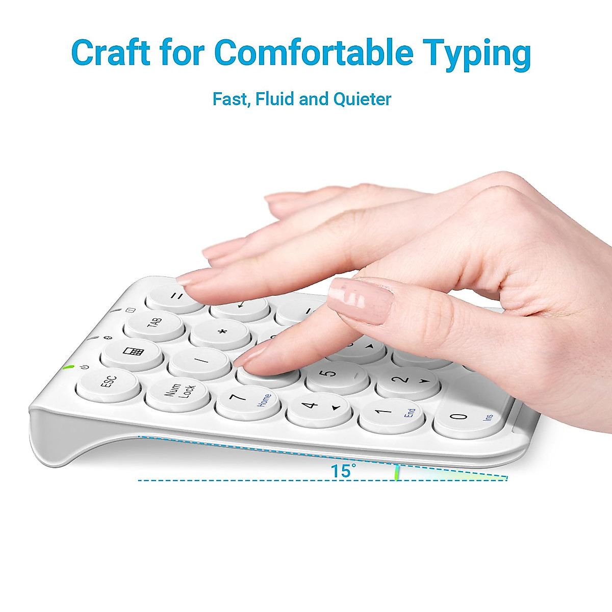 iClever Number Pad, KP08 Bluetooth Number Pad, Ultra Slim and Lightweight, USB-C Charge, Number Pad for Laptop, iPad, Mac, iMac, Tablet, PC Desktop