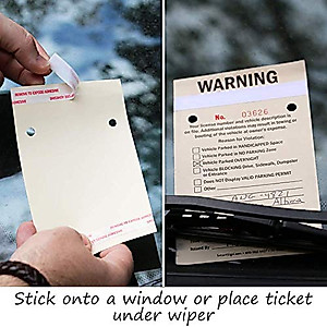SmartSign NCR 2-Part Perforated Numbered Parking Warning Ticket | 3.75" x 6.25" Manila Tag with Adhesive Strips, Pack of 50