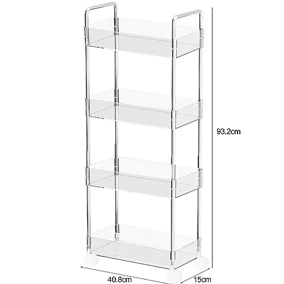 Meideli Storage Cabinet Rolling Cart Clear Bathroom Organizer Cart Storage Shelf Multi Layers Large Capacity Moveable Laundry Room Kitchen Organization Rack (Triple Layer, Atrovirens)