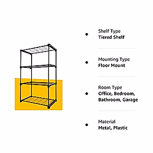 TABIGER 47.3" Storage Shelves Unit, Closet Wire Shelving for Storage with 4 Tier Metal DIY Stackable Shelves, Closet Shelving for Kitchen Bedroom Laundry Room Living Room, 25.6" W x 15.8" D x 47.3" H