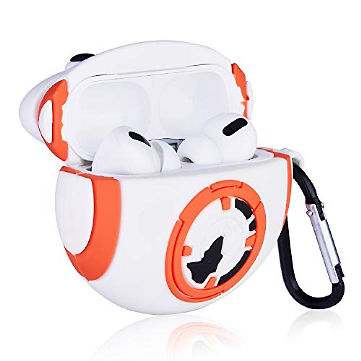 Jowhep Case for Airpod Pro 2019/Pro 2 Gen 2022 Silicone Carton Design Cute Cover Fashion Funny Kawaii Skin Shell for Airpods Pro Cases with Keychain for Girls Boys Kids, Blue White Robot 2 Packs