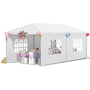 FDW 10'x20' Outdoor Canopy Party Wedding Tent Garden Gazebo Pavilion Cater Events -4 Removable Sidewalls,White