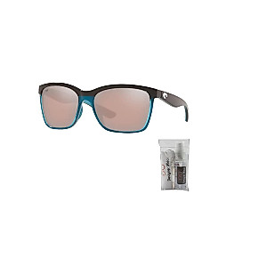 Costa Anaa 6S9053 905309 55MM Sea Glass Ocearch/Copper Silver Mirror 580P Plastic Polarized Square Sunglasses for Women + BUNDLE with Designer iWear Eyewear Kit