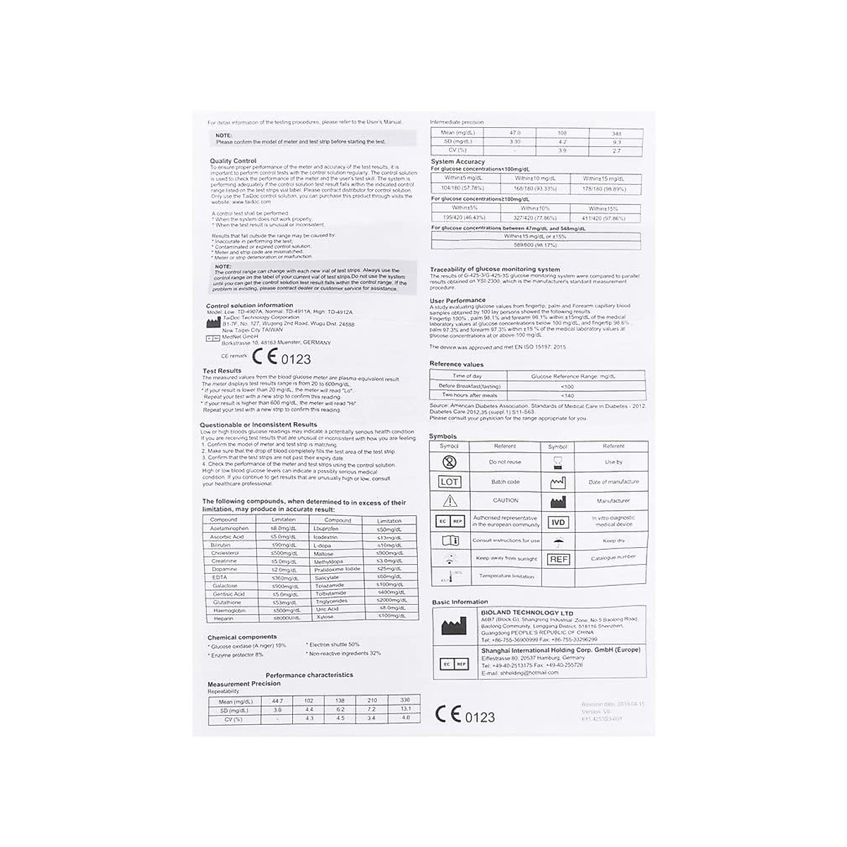 Blood Glucose Test Strips Kit，100 Test Strips and 100 Lancets for G-425-3 ， Blood Test Strips