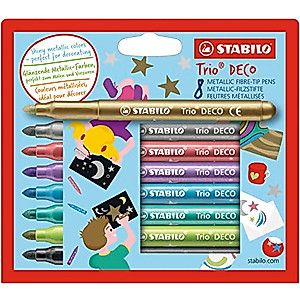STABILO Metallic Felt-Tip Pen Trio Deco - Pack of 8 - Assorted colours
