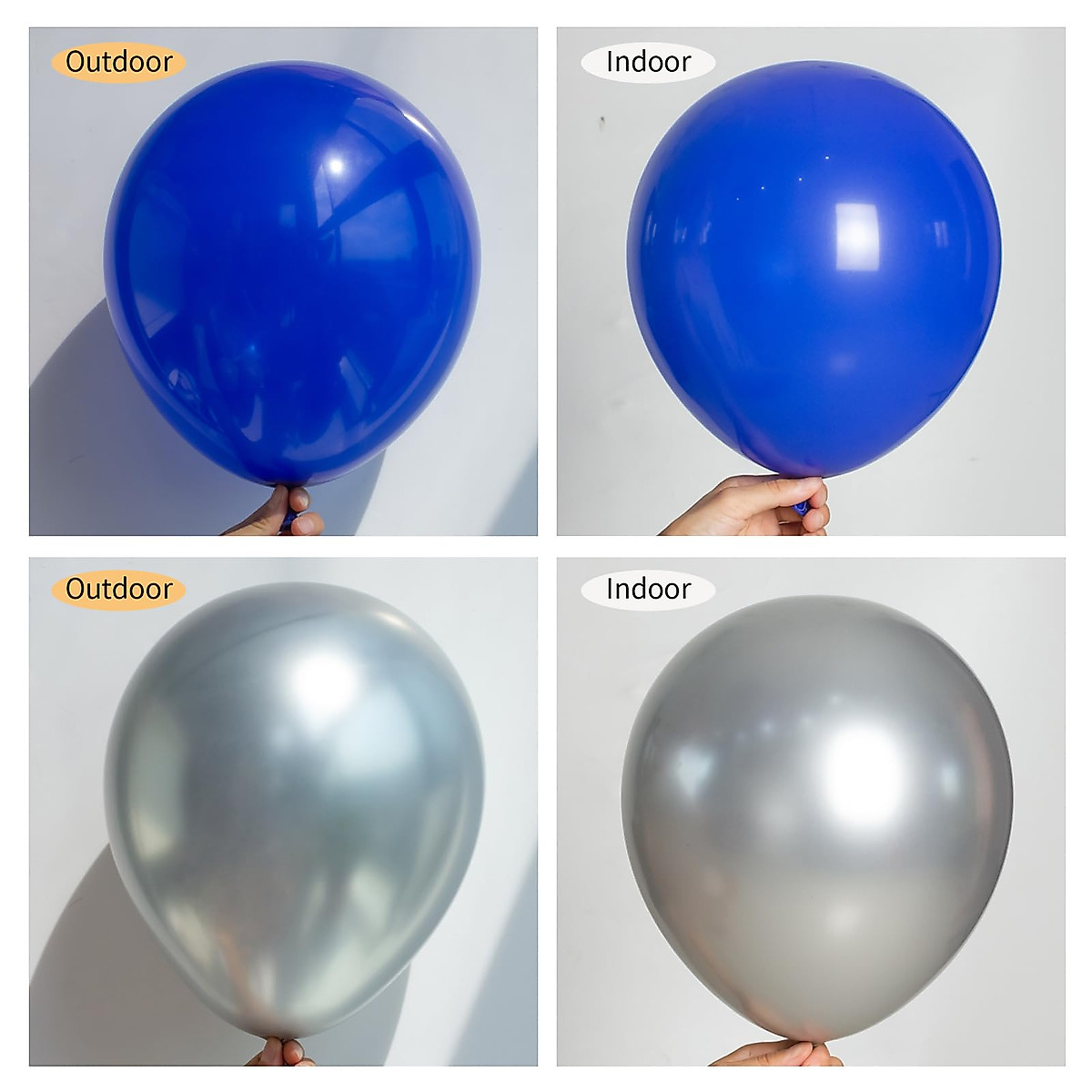 130pcs Royal Blue and Silver Balloons Garland Arch Kit, 18 12 10 5 Inch Different Sizes Pack Blue Silver Latex Balloon for Wedding Bachelor Birthday Christmas Party Garland Decoration