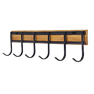 ANGOSUFI Kitchen Utensil Rack, Wall Hooks Rack Kitchen Rail, Wall Mounted Accessory Hanger with 6 Hooks for Kitchen Bathroom Bedroom, Pack of 2