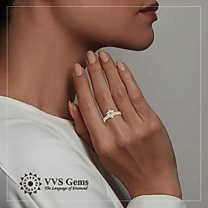 VVS Solitaire Engagement Ring in 18K White/Yellow/Rose Gold with 0.25 Ct IJ-SI Side Natural Diamond & 1.8 Ct G-VS2 Center Moissanite Diamond in 6 Prong Setting for Women on Her Engagement Ceremony