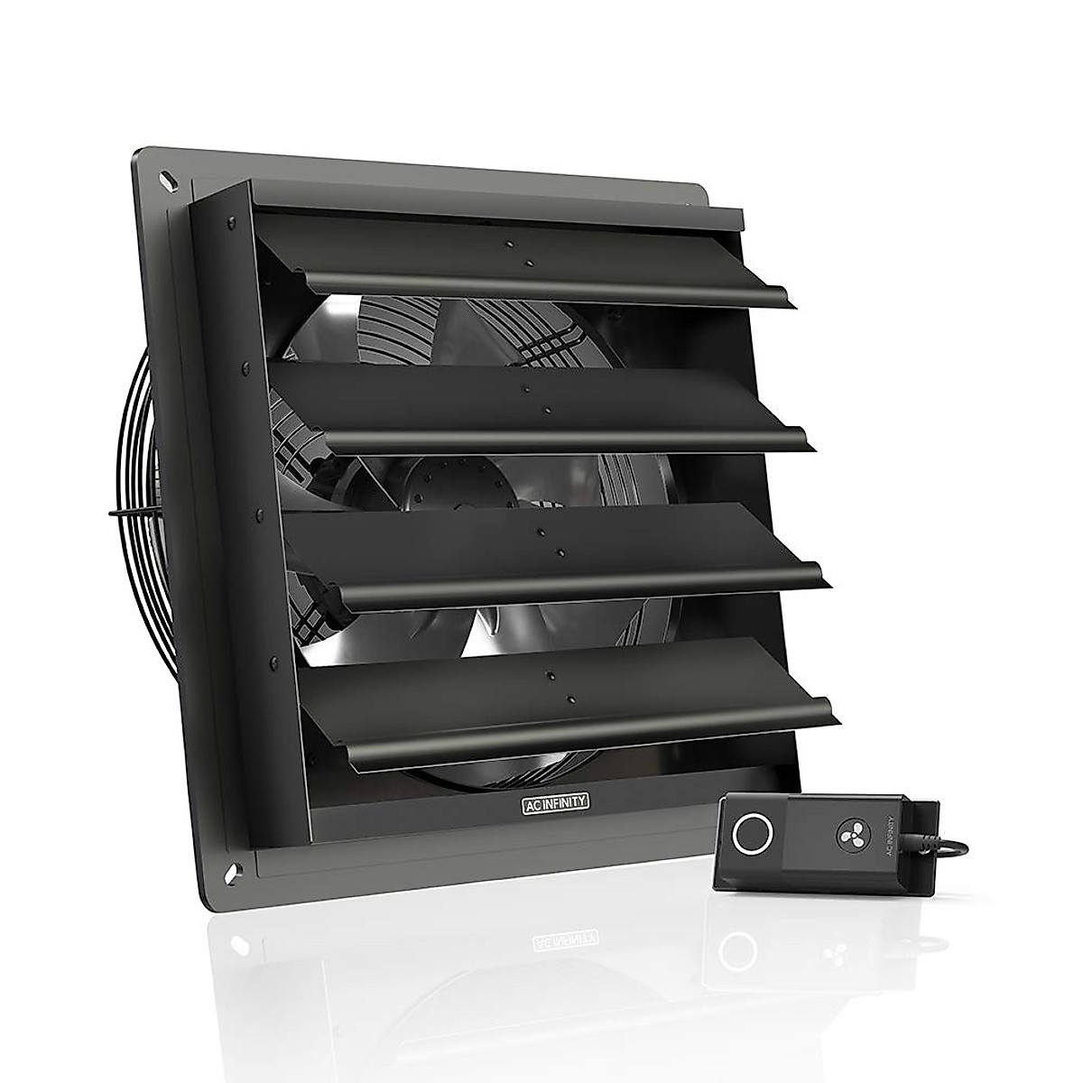 AC Infinity AIRLIFT S12, Shutter Exhaust Fan 12” with 10-Speed Controller, EC Motor - Wall Mount Ventilation and Cooling for Sheds, Attics, Workshops, and Greenhouses