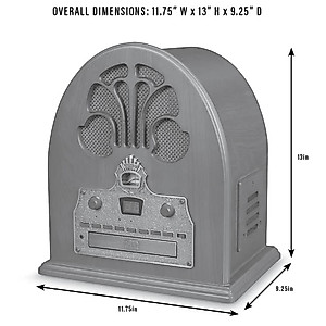 Crosley CR32D-PA Cathedral Retro AM/FM Tabletop Radio with Bluetooth Receiver and CD Player, Paprika
