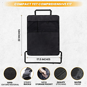 EcoNour Car Seat Cover for Kids (2-Pack) | Premium Waterproof Fabric Back Seat Cover | Car Kick Mats with 3 Pocket Protector | Essential Car Seat Protector for Child Car Seat | Car Seat Protector