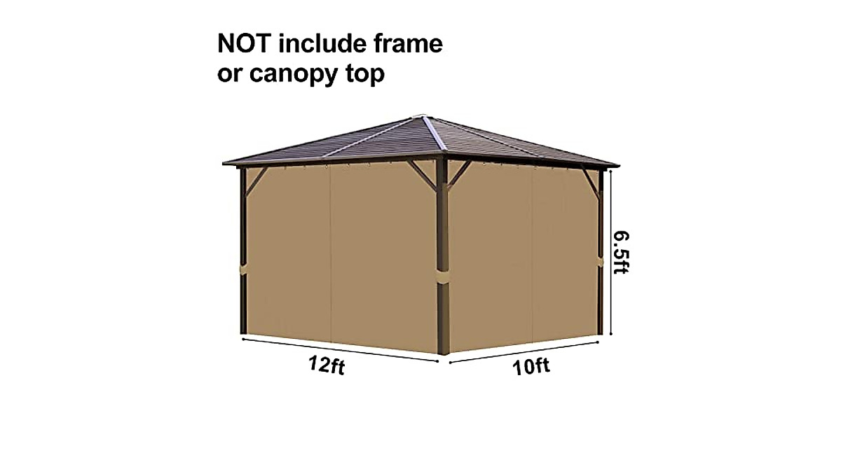 AONEAR Gazebo Privacy Curtains with Zipper 4-Panels Side Wall Universal ...