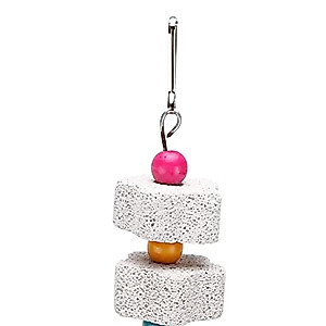 Bird Chew Toy, Mineral Stone Molar Toy with Bell Bird Beak Grinding Stone Pet Birds Beak Grinding Swing for Cockatoo Budgie Parakeet Cockatiel Lovebird