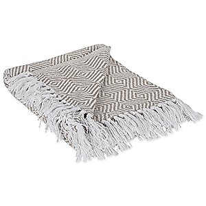 DII Diamond Throw Collection Woven Cotton, 50x60, Stone