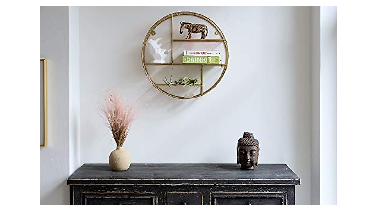 Kimisty Gold Round Wall Shelf - Chic 20" Décor