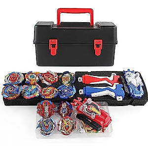12 Piece bey Battling Burst Gyros Tops 2 Sparking Launcher with 1 Portable Storage Box Set Burst quadrive BayBlades pro Series Set for Kids Children.