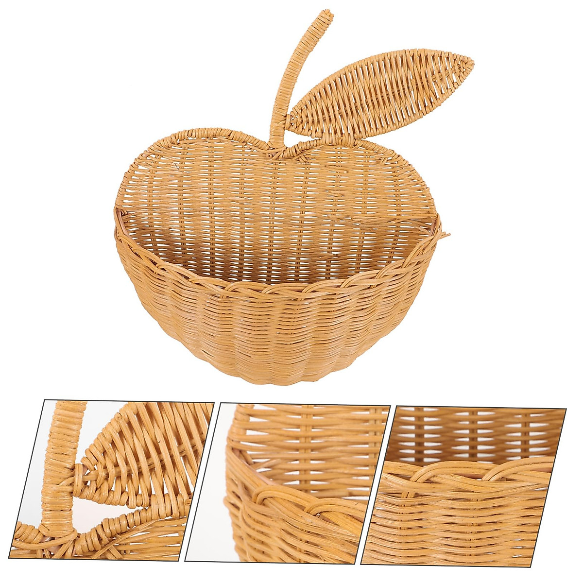 MAGICLULU Rattan Hanging Basket Rattan Storage Basket Woven Wall Hanging Basket Hand Woven Basket Rattan Wall Hanging Basket Apples Rattan Basket Hand Woven Hanging Basket