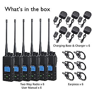 Two Way Radios, SAMCOM Long Range Walkie Talkies for Adults Rechargeable, 5 Watt High Power Portable 2-Way Radios with Group Talk Function for Business,School,Warehouse,Restaurant (Black 6 Pcs)